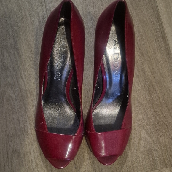 Aldo | Shoes | Aldo Red Peep Toe Heels | Poshmark